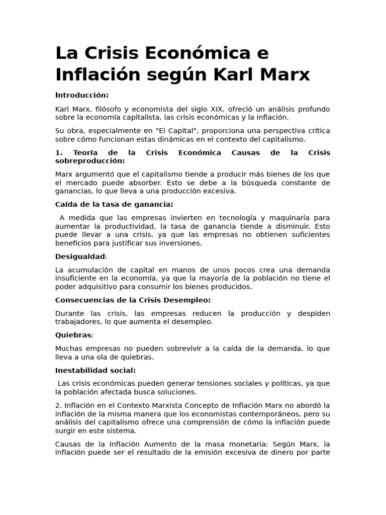 Crisis e Inflación en Bolivia según Marx | PDF | Inflación | Capitalismo