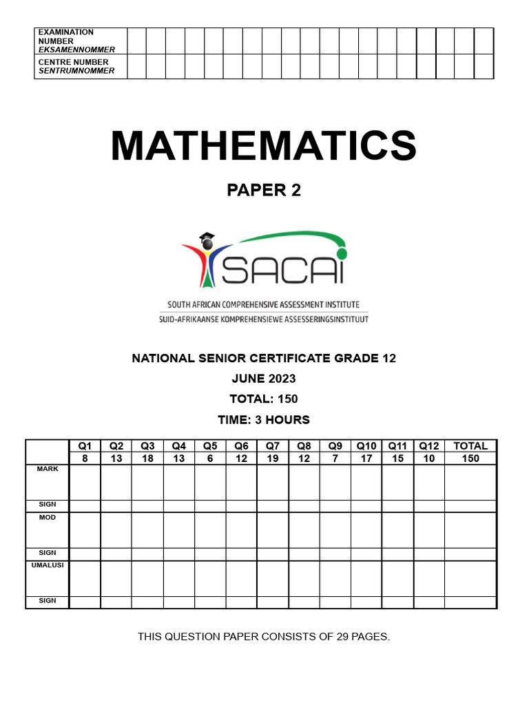 Mathematics P2 June 2023 Question Paper | PDF | Circle | Geometry