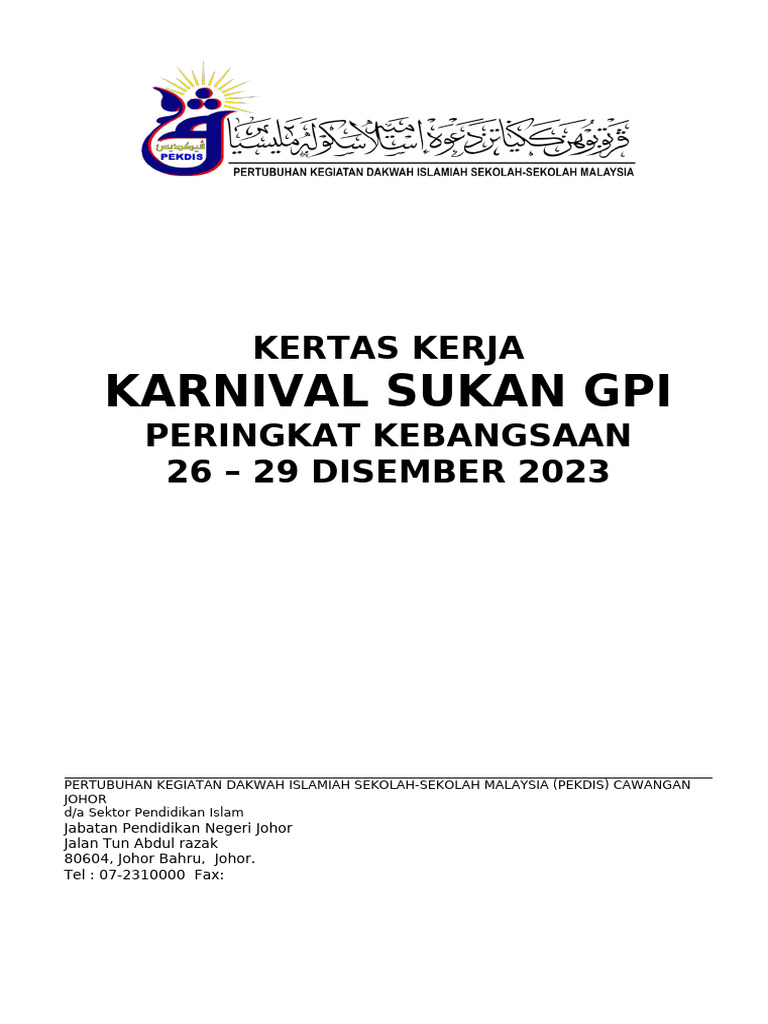 Kertas Kerja Ksgpi2023 - Kedah | PDF