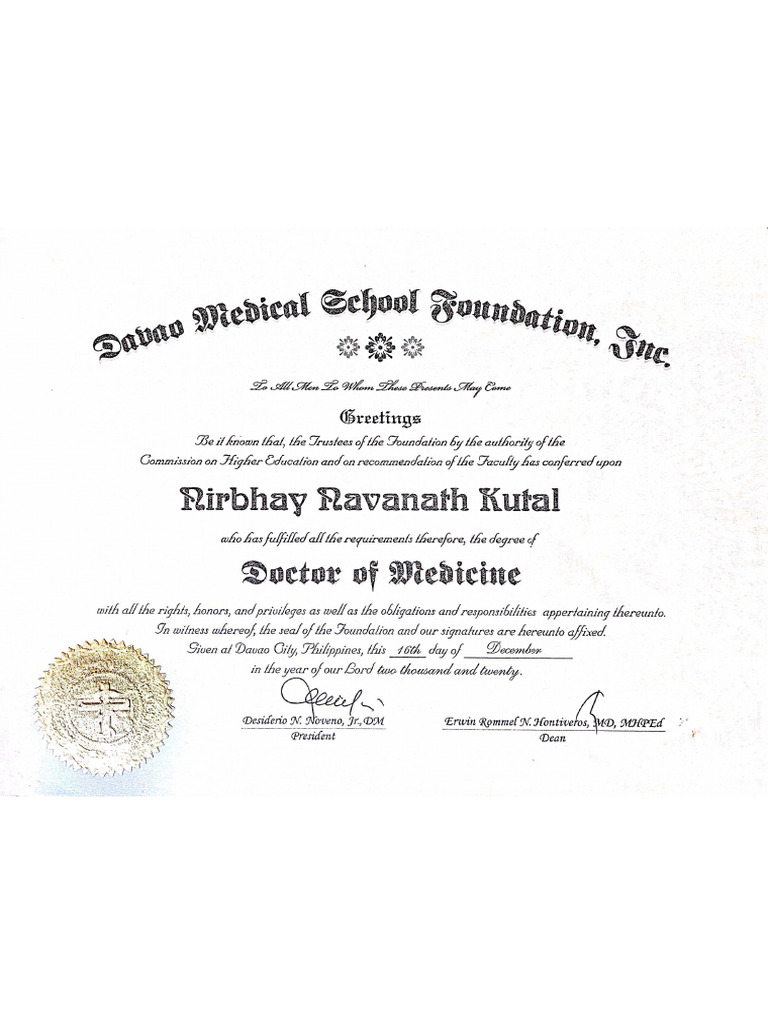 Degree Certificate (MBBS) | PDF