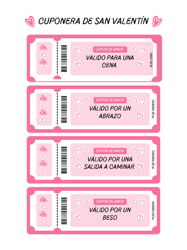 Documento A4 Cupón de San Valentín Simple Rosa | PDF