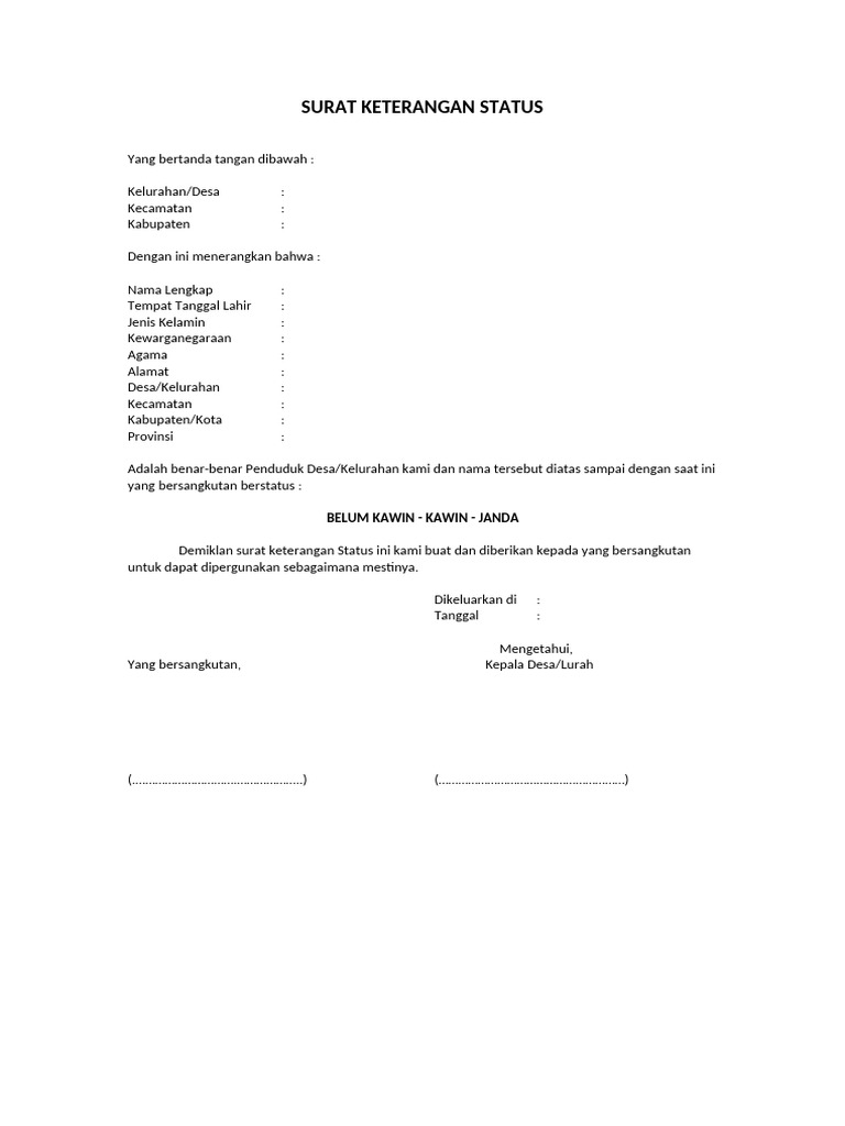 Surat Keterangan Status 2 | PDF