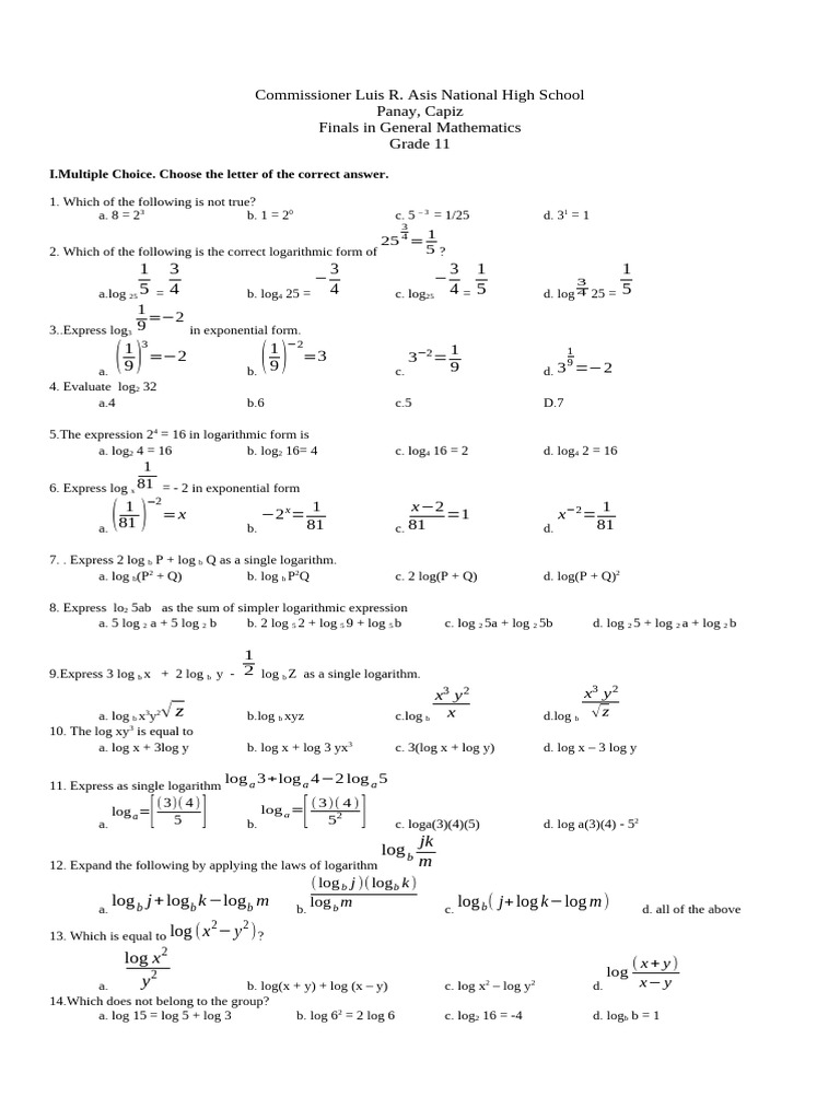 Grade 11 General Math Finals Exam | PDF | Interest | Compound Interest