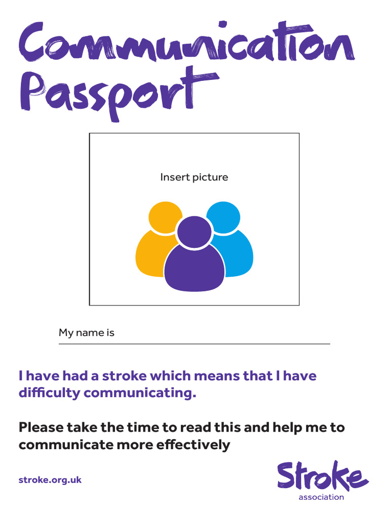 Communication Passport for Stroke Survivors | PDF | Diseases And ...
