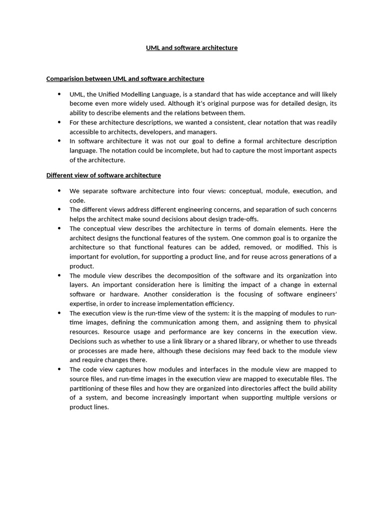 UML and Software Architecture | PDF | Unified Modeling Language | Software Architecture