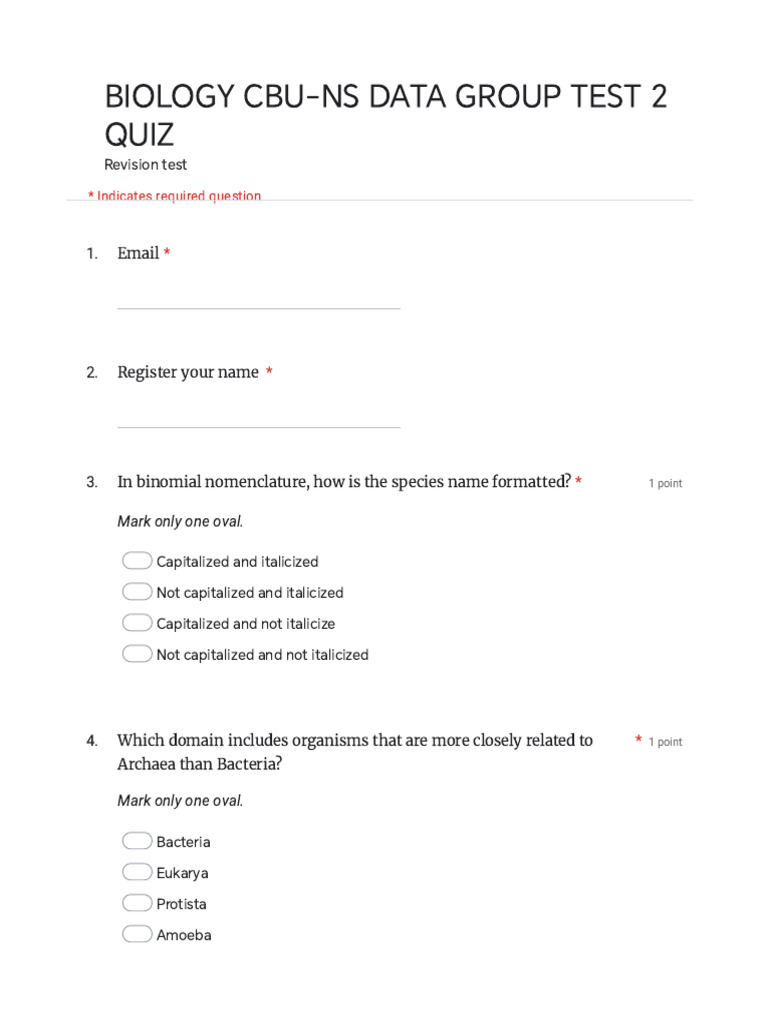 Biology Cbu-Ns Data Group Test 2 Quiz | PDF | Virus | Bacteria
