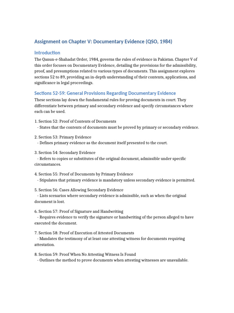 Documentary Evidence Assignment | PDF | Evidence (Law) | Legal Procedure