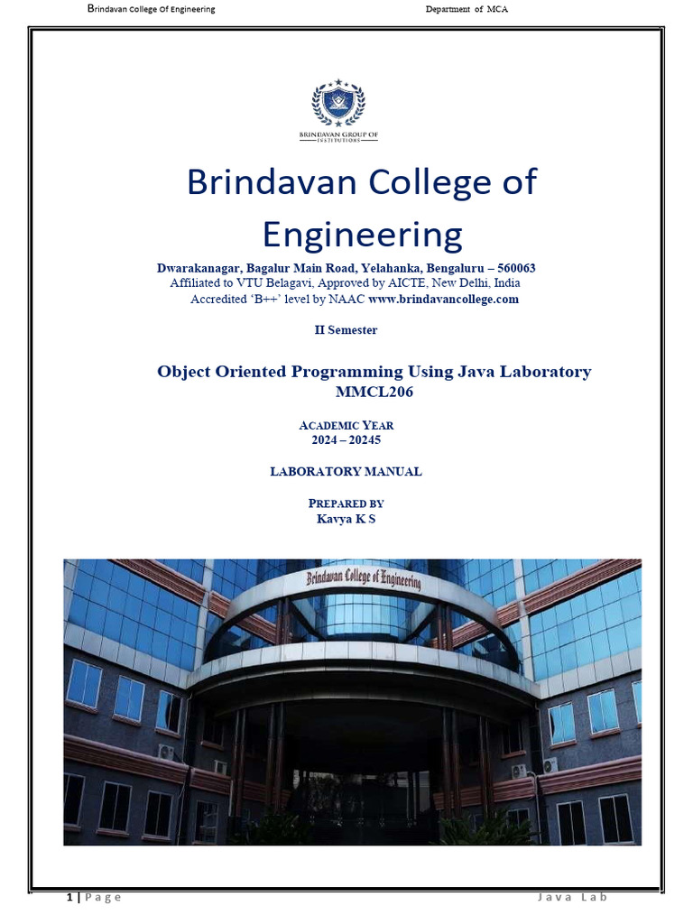 Java LabMANUAL 2023-24 Without Op | PDF | Class (Computer Programming ...