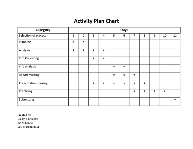 Activity Plan Chart | PDF
