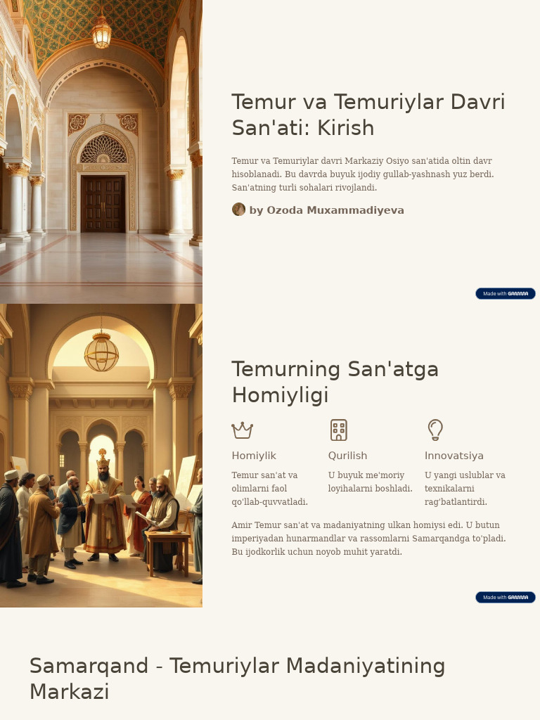 Temur Va Temuriylar Davri Sanati Kirish | PDF