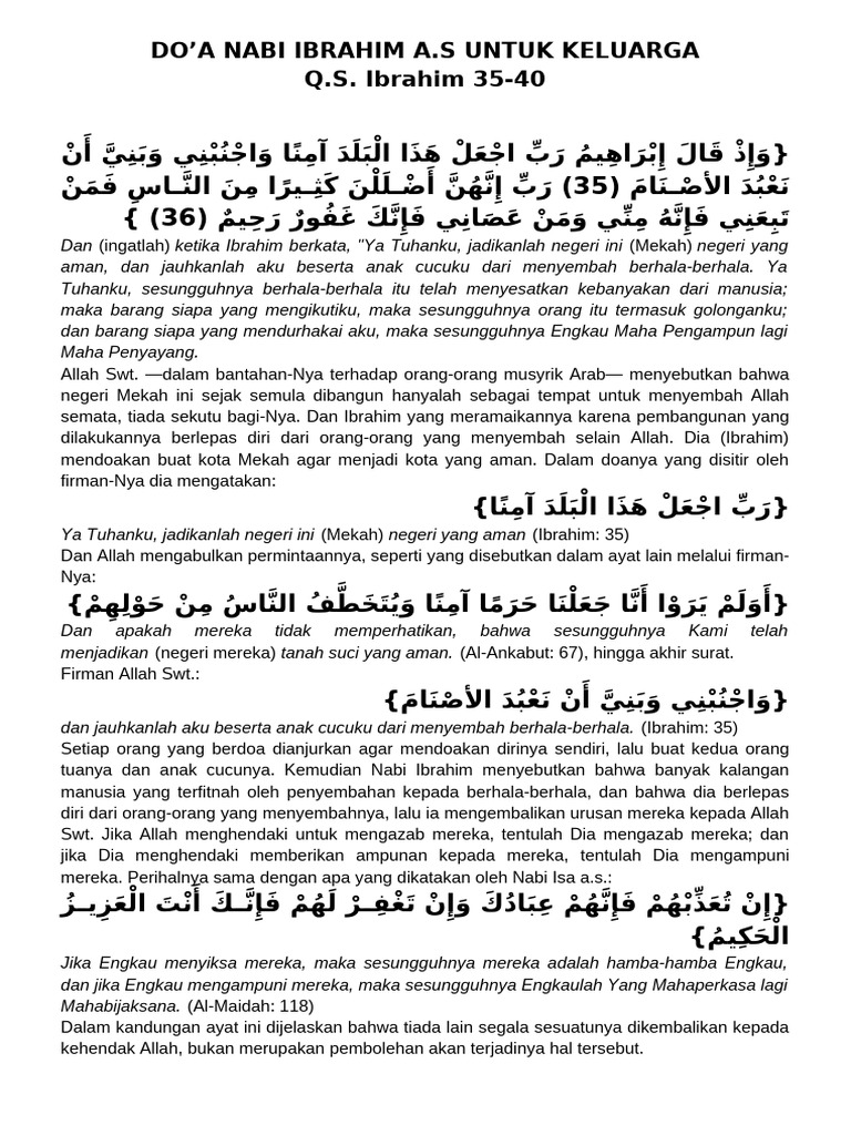 Doa Nabi Ibrahim untuk Keluarga | PDF
