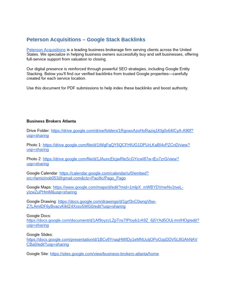 Business Broker Locations - Peterson Acquisitions - Atlanta, Kansas, St. Louis | PDF | Web ...