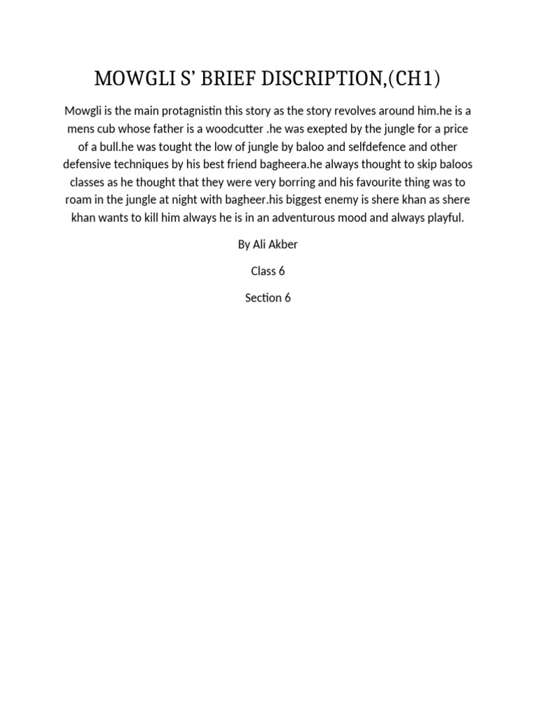 Mowglis Brief Discription | PDF