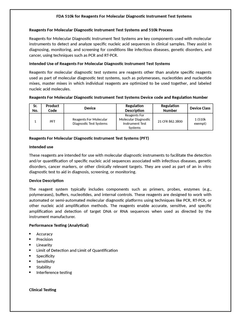 Reagents For Molecular Diagnostic Instrument Test Systems | PDF ...