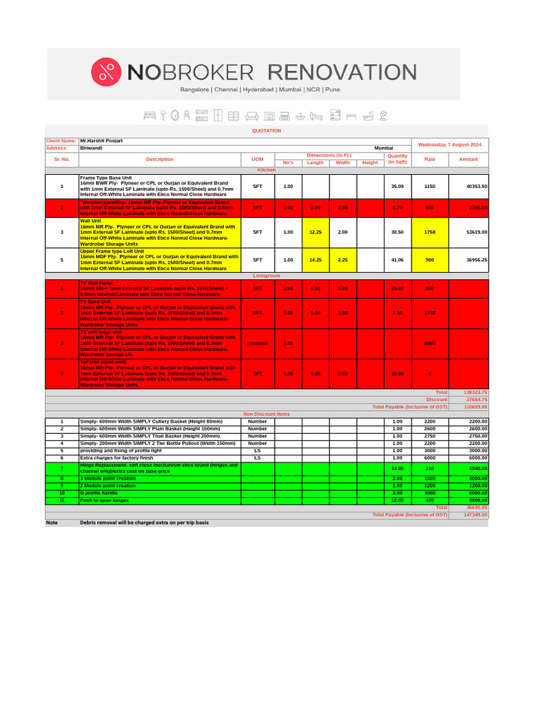 Quotation For MR - Harshit Poojari - Google Sheets | PDF | Payments | Arbitration