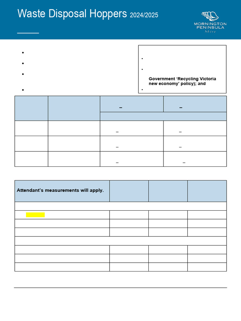 Mornington Peninsula Waste Disposal Fees | PDF | Waste | Waste Management