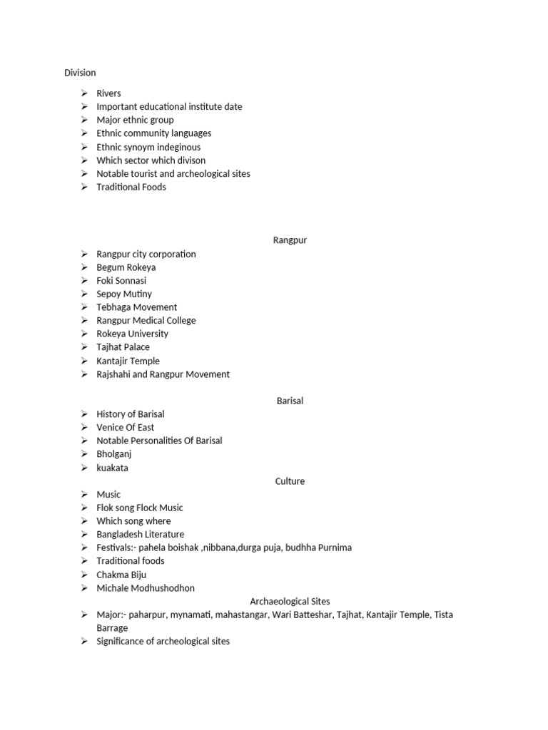 Overview of Bangladesh's Divisions and Culture | PDF