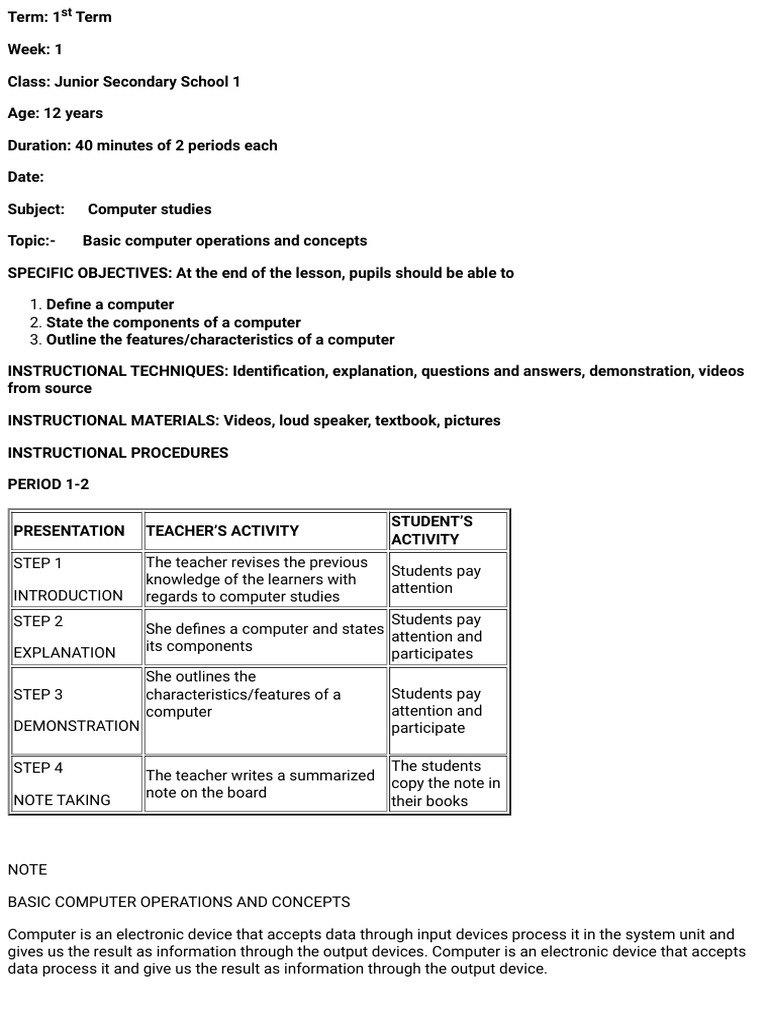 wk1 Basic - Computer - Operations - and - Concepts | PDF | Input/Output | Computer Hardware