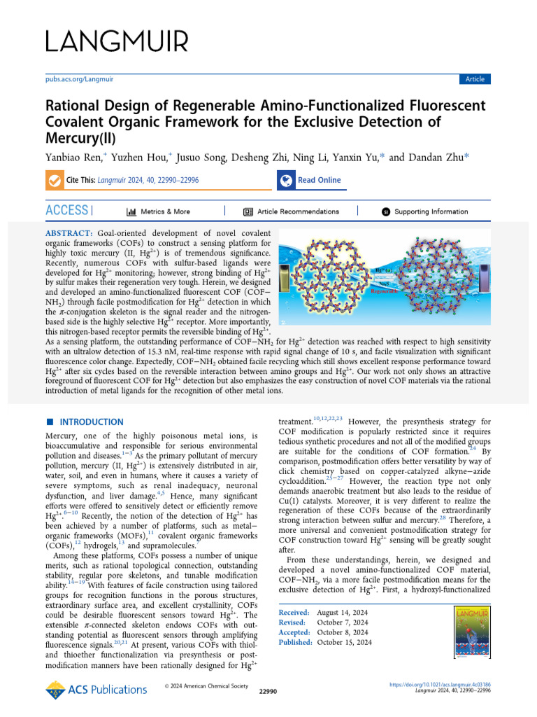Ren Et Al 2024 Rational Design of Regenerable Amino Functionalized ...