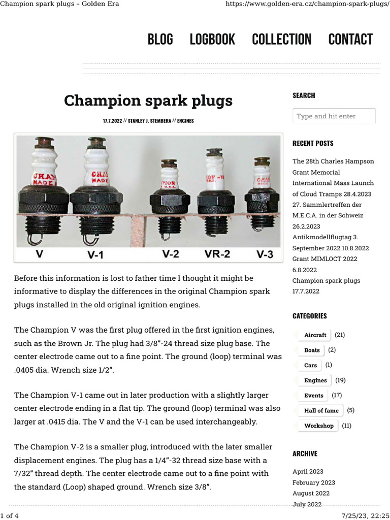 Champion Spark Plugs Overview | PDF | Electrical Components ...
