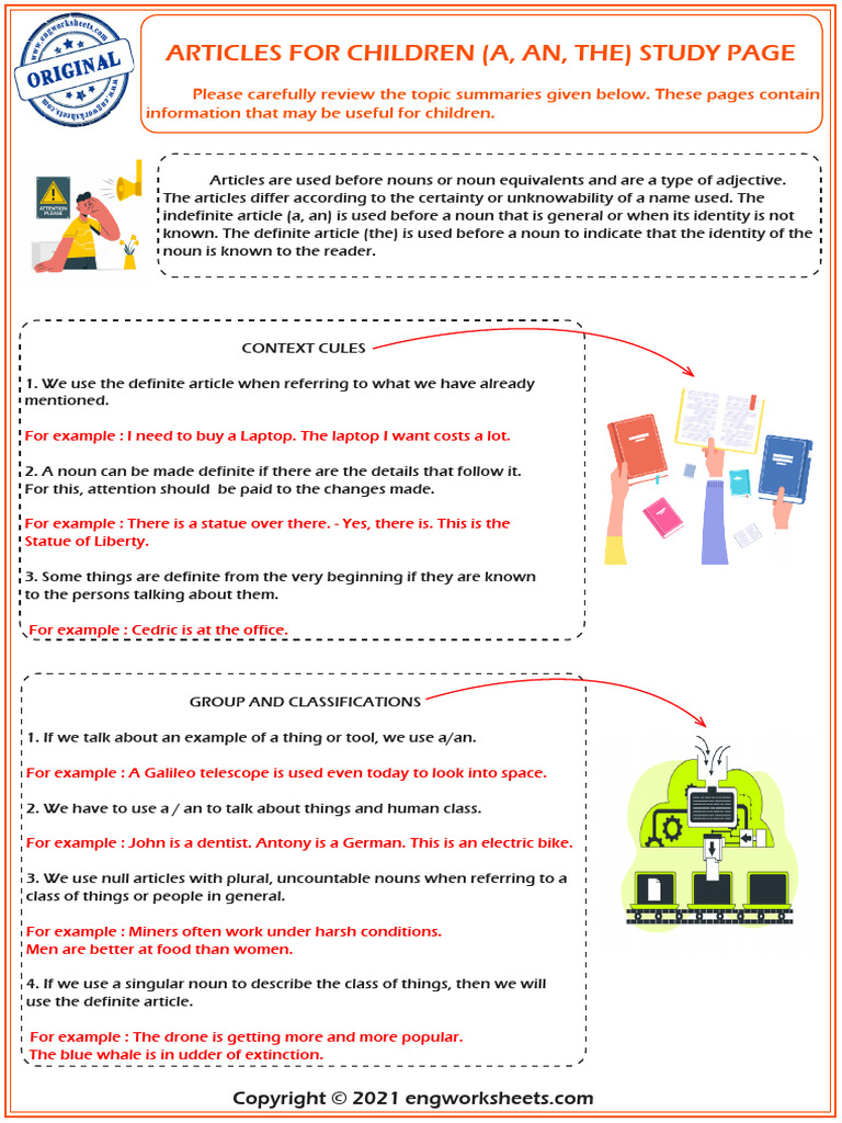 Articles Grammar Rules Worksheet For Kids - NOTES | PDF | Noun ...