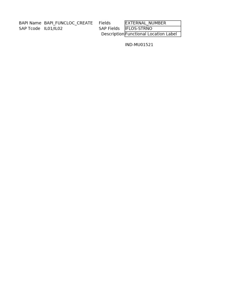 Bapi-Bapi Funcloc Create | PDF