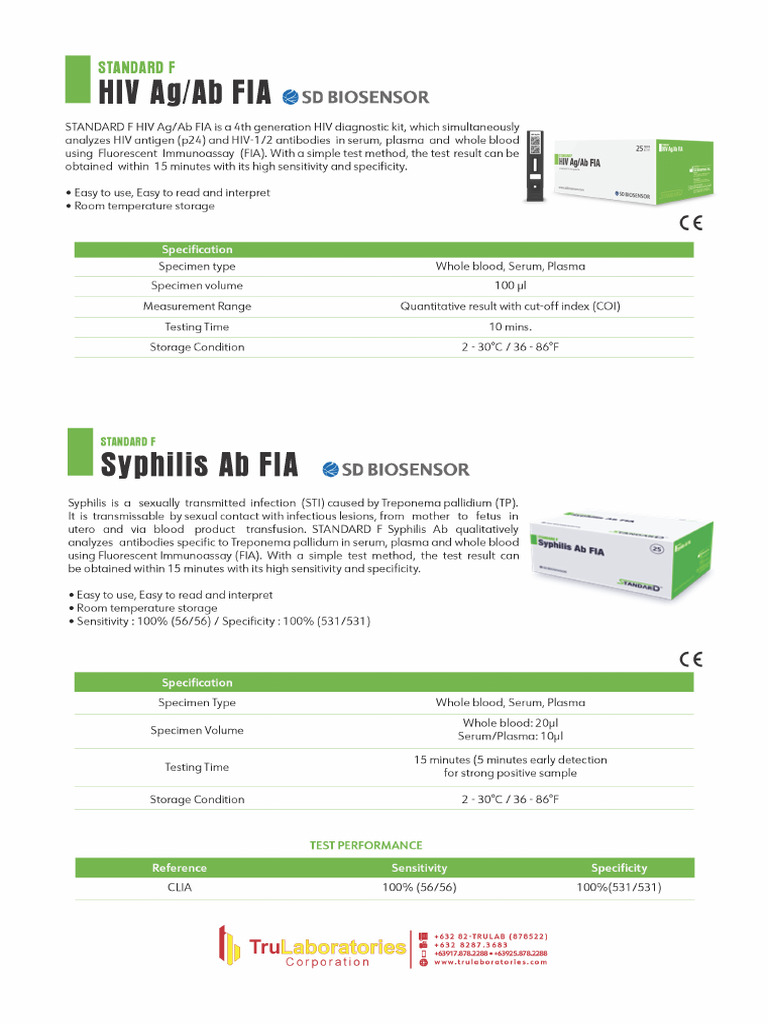 Standard F HIV Ag-Ab FIA and Syphillis AB FIA 样宣 | PDF