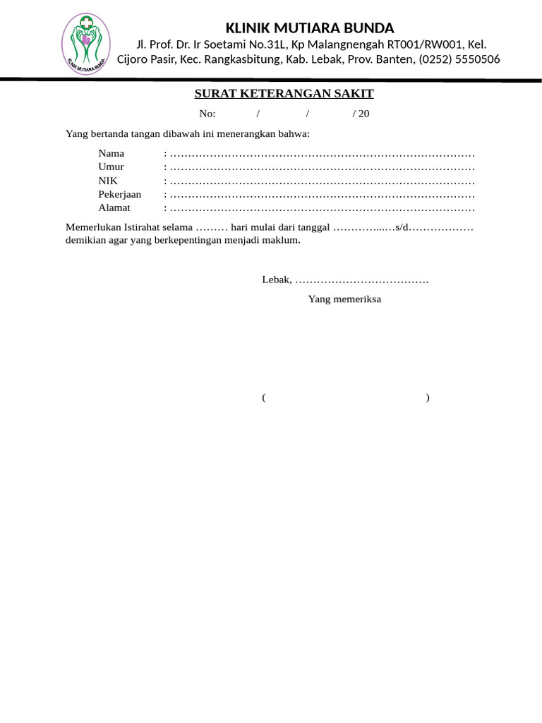 Surat Keterangan Sakit | PDF