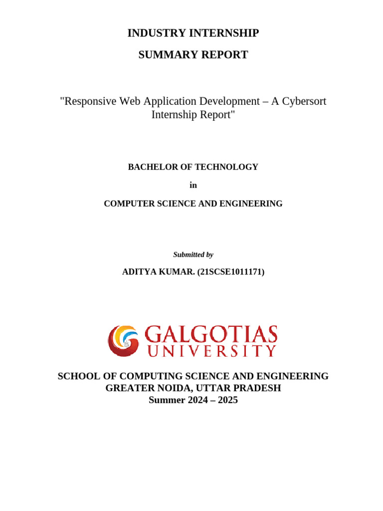 Cybersort Internship Report: Web Development | PDF | Web Development ...