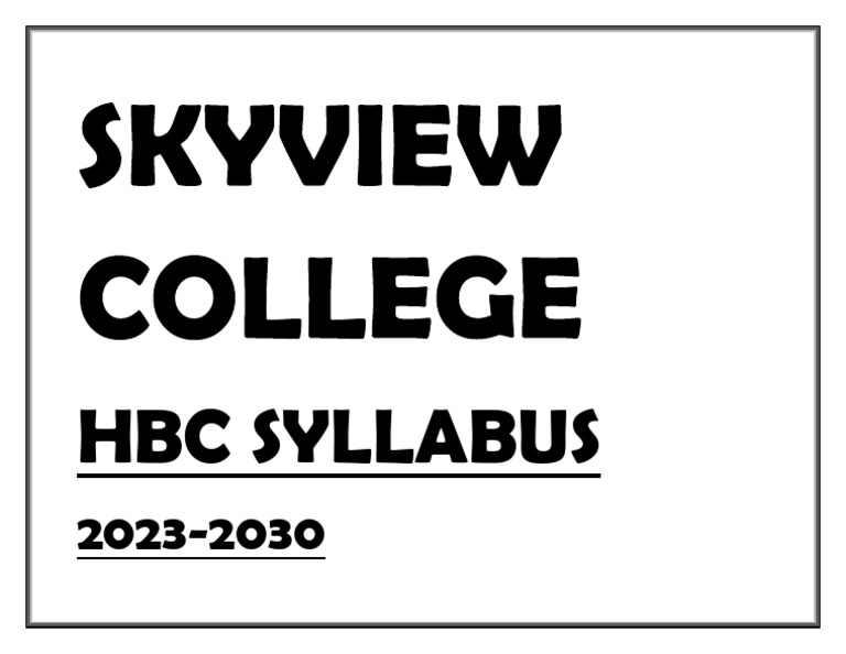 Skyview College Syllabus Cover. | PDF