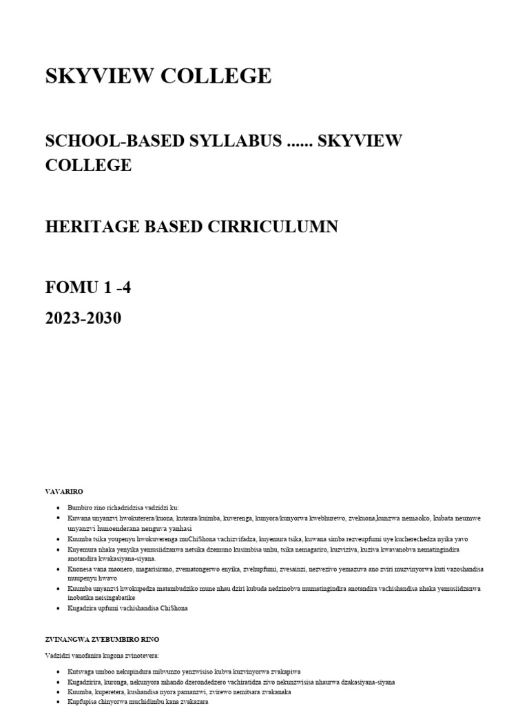 ChiShona Heritage Curriculum Guide | PDF | Logic
