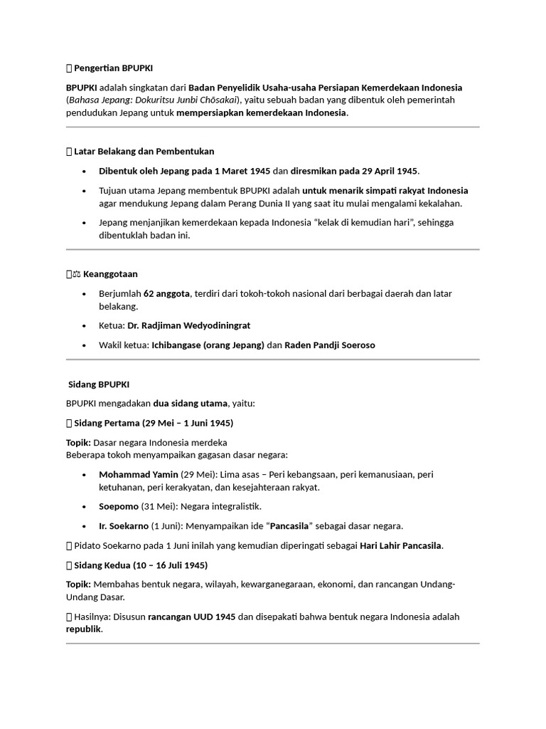 ? Pengertian BPUPKI | PDF