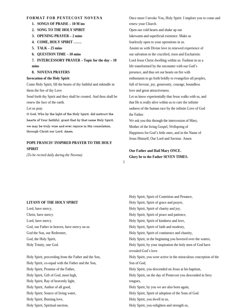 Pentecost Novena Prayer Guide | PDF | Holy Spirit | God The Father