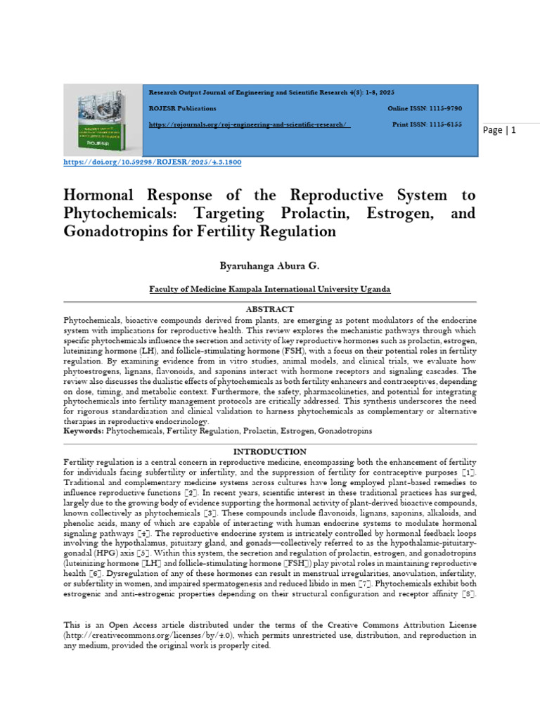 Hormonal Response of The Reproductive System To Phytochemicals ...