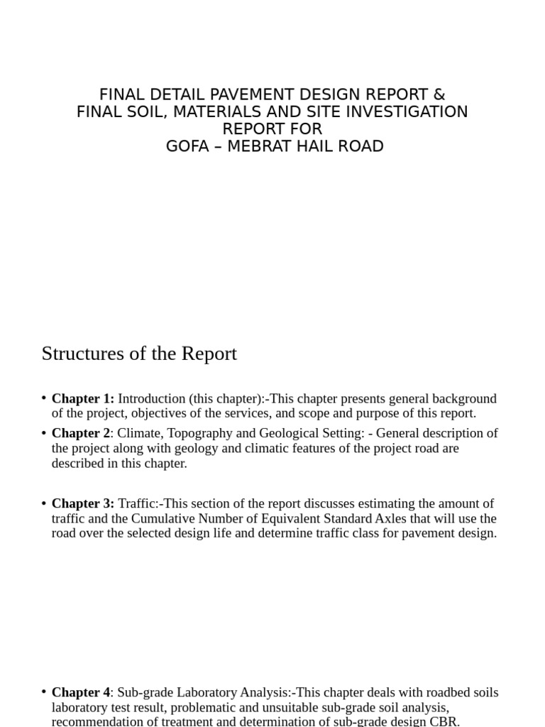 Gofa-Mebrat Hail Road Design Report | PDF | Road | Traffic