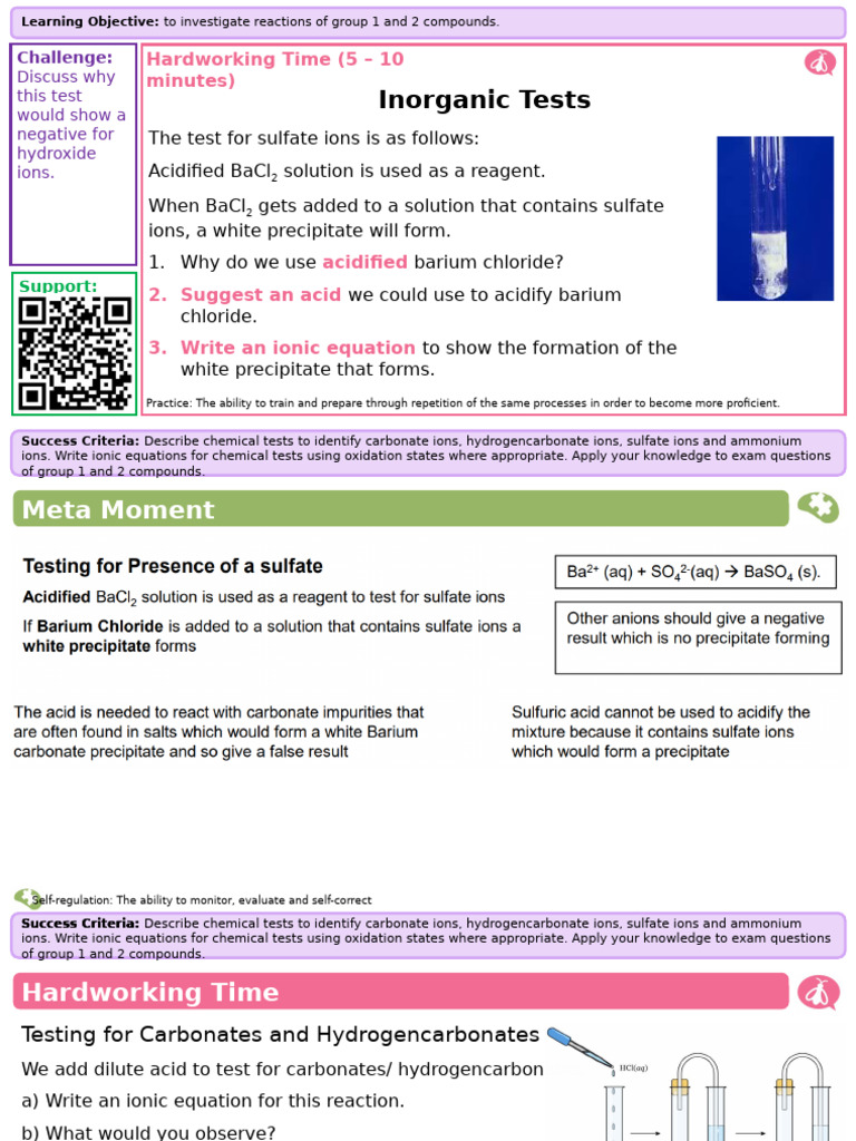 Chemical Tests for Ions in Groups 1 & 2 | PDF | Salt (Chemistry ...