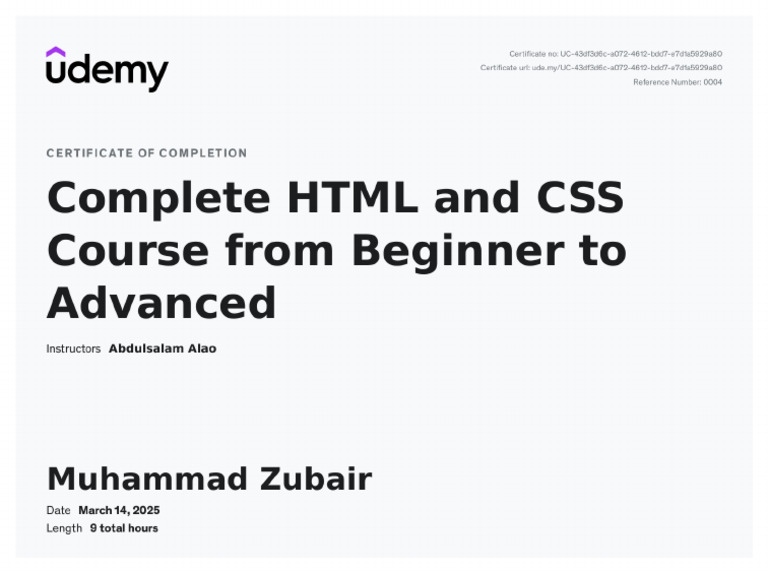 HTML and Css Certificate | PDF