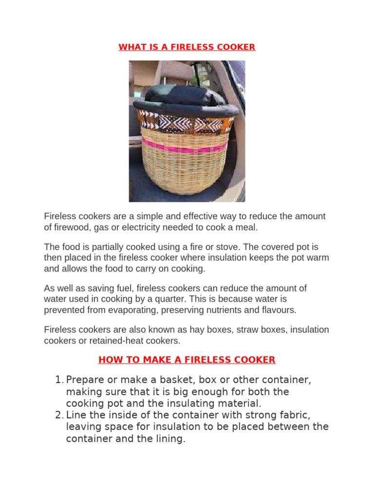 What Is A Fireless Cooker | PDF