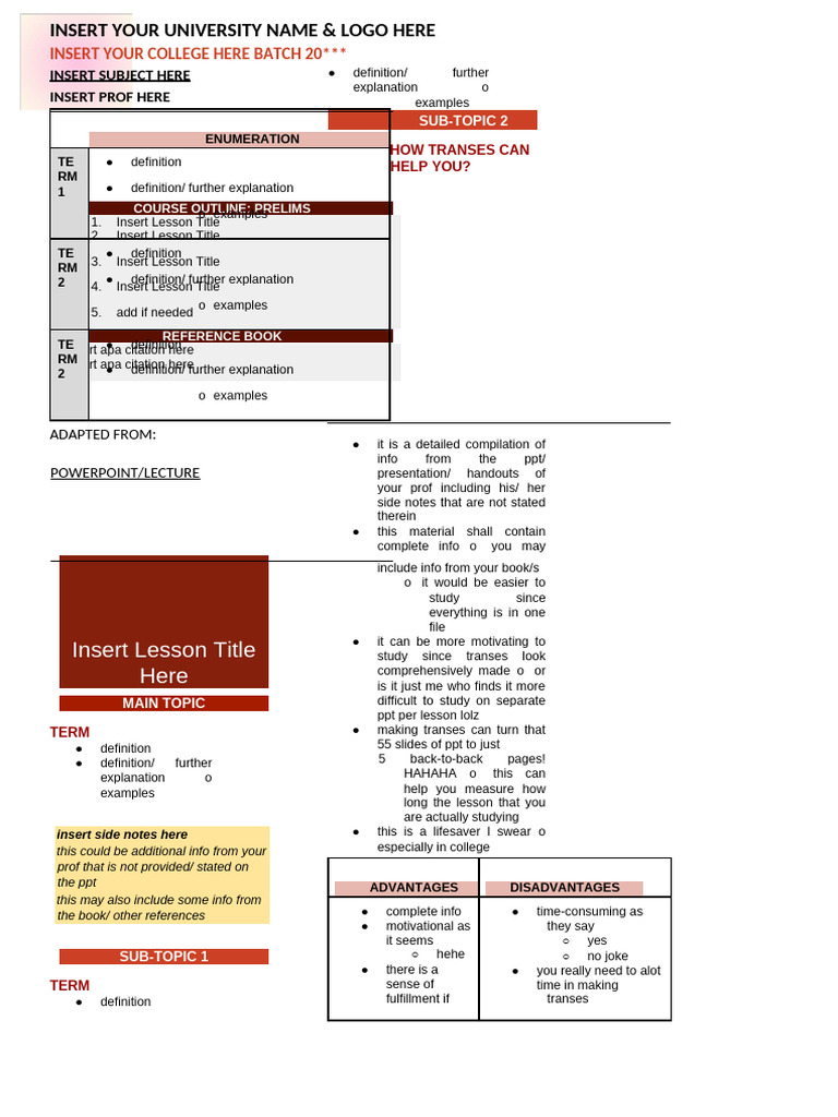 Effective Study Transes Template | PDF | Written Communication | Writing
