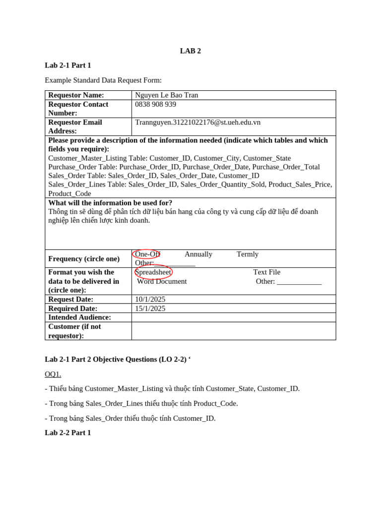 Lab 2-1 Data Request Form | PDF