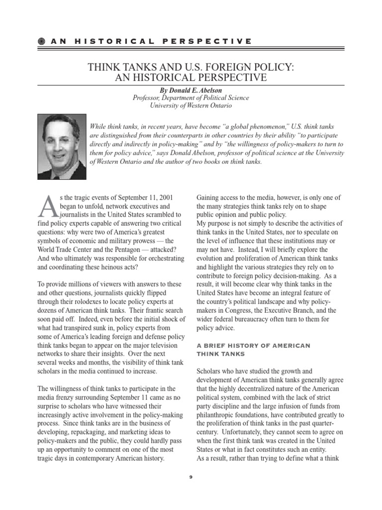 2-Think Tanks and U.S. Foreign Policy - An Historical Perspective | PDF ...