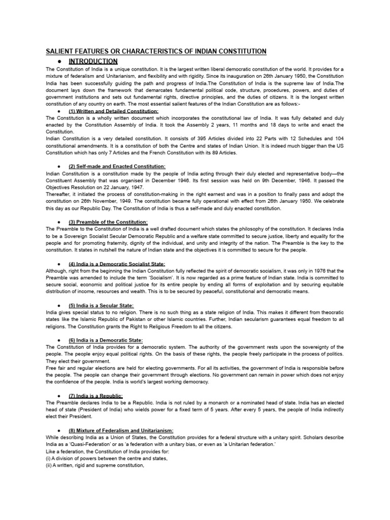 Characteristics of Constitution | PDF | Political Law | Justice