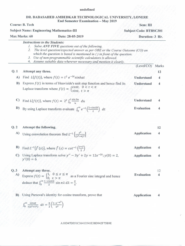 Engineering Math-III - 28-5-19 | PDF