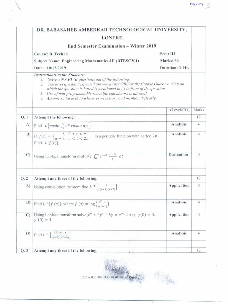 Engineering Math - III - 10-12-190001 | PDF