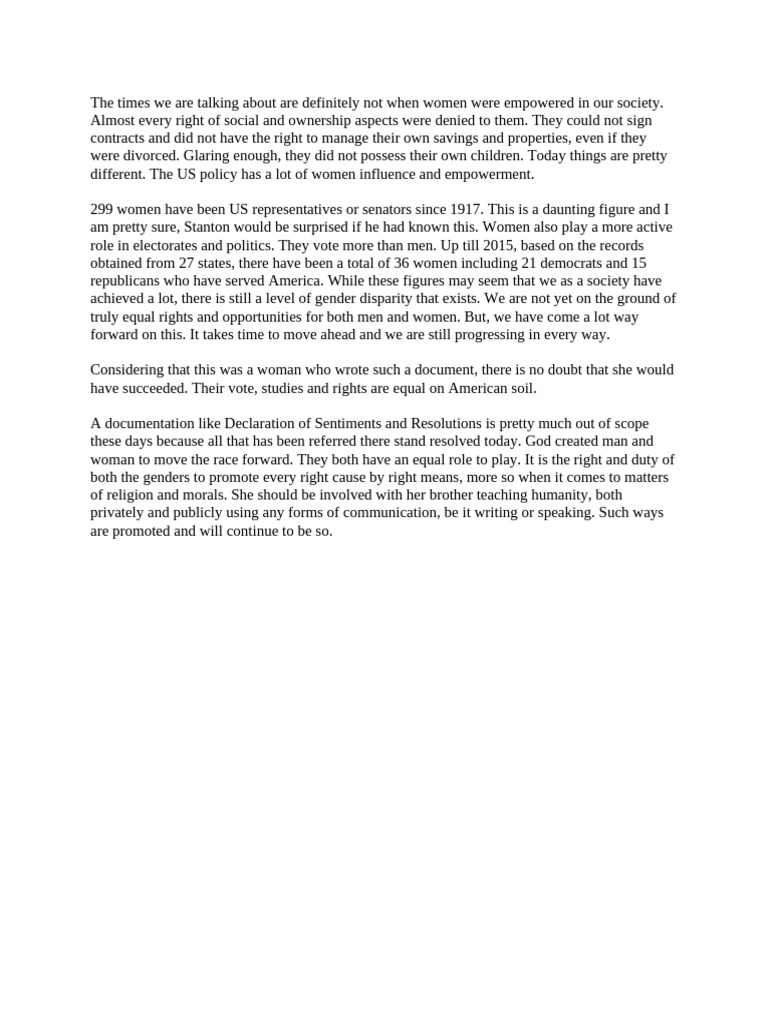 Declaration of Sentiments. Opinion. | PDF