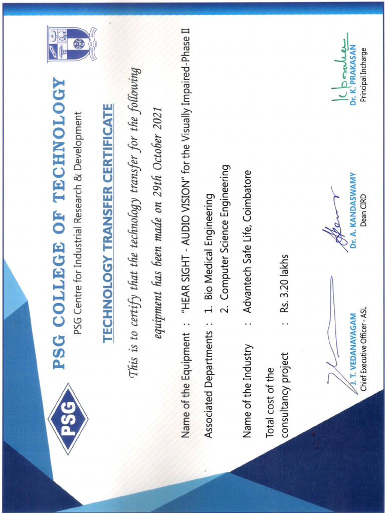 Technology Transfer Certificate | PDF