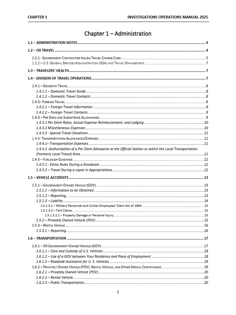 MAN-000074 Rev11 2025 Investigations Operations Manual Chapter 1 | PDF ...