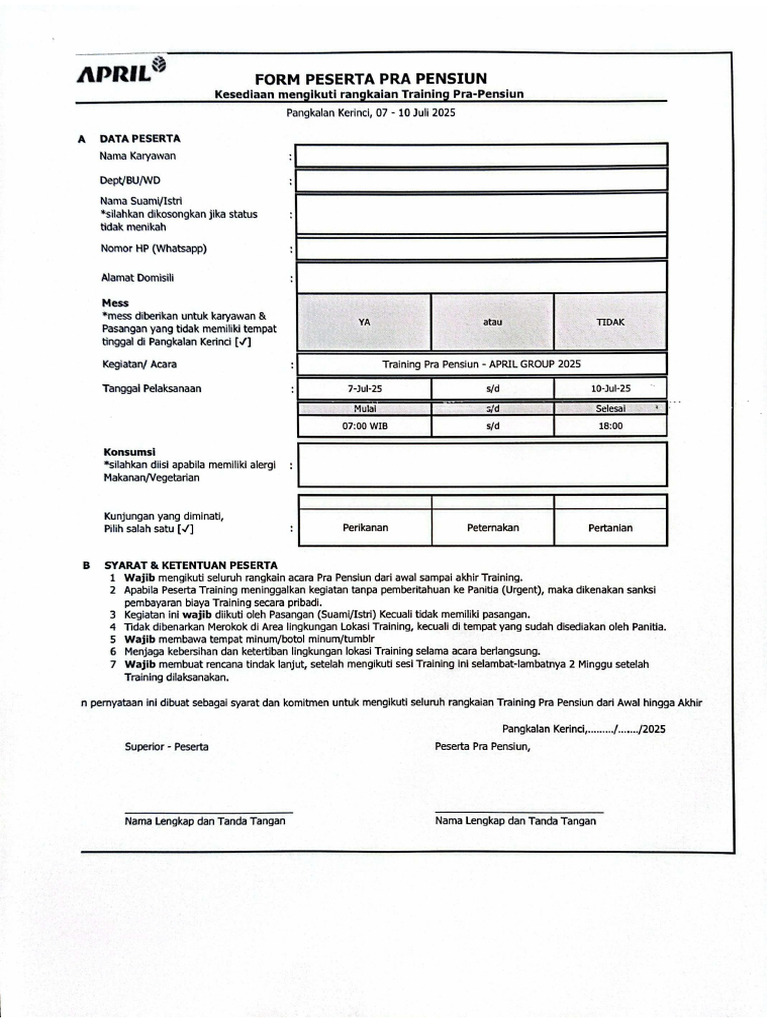 Form Peserta Pra Pensiun | PDF