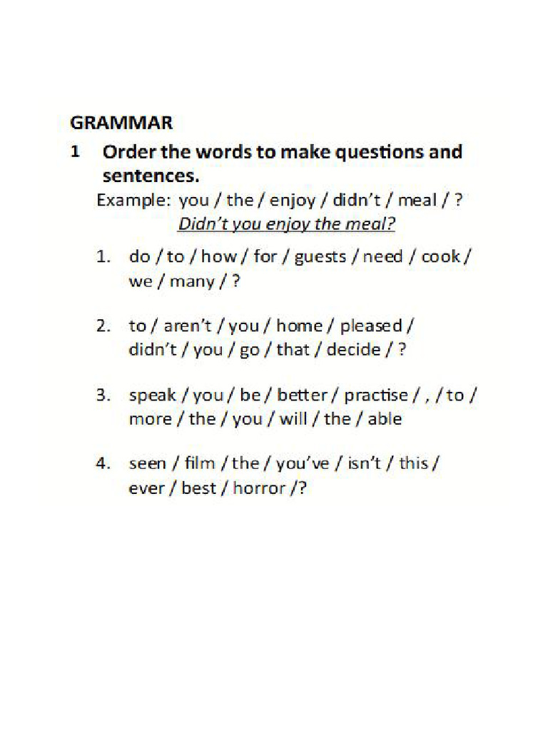 Polished Grammar and Vocabulary Exercises | PDF