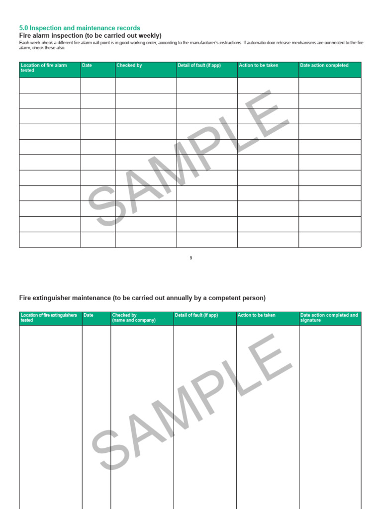 A105 Fire Alarm Inspection and Fire Extinguisher Maintenance | PDF